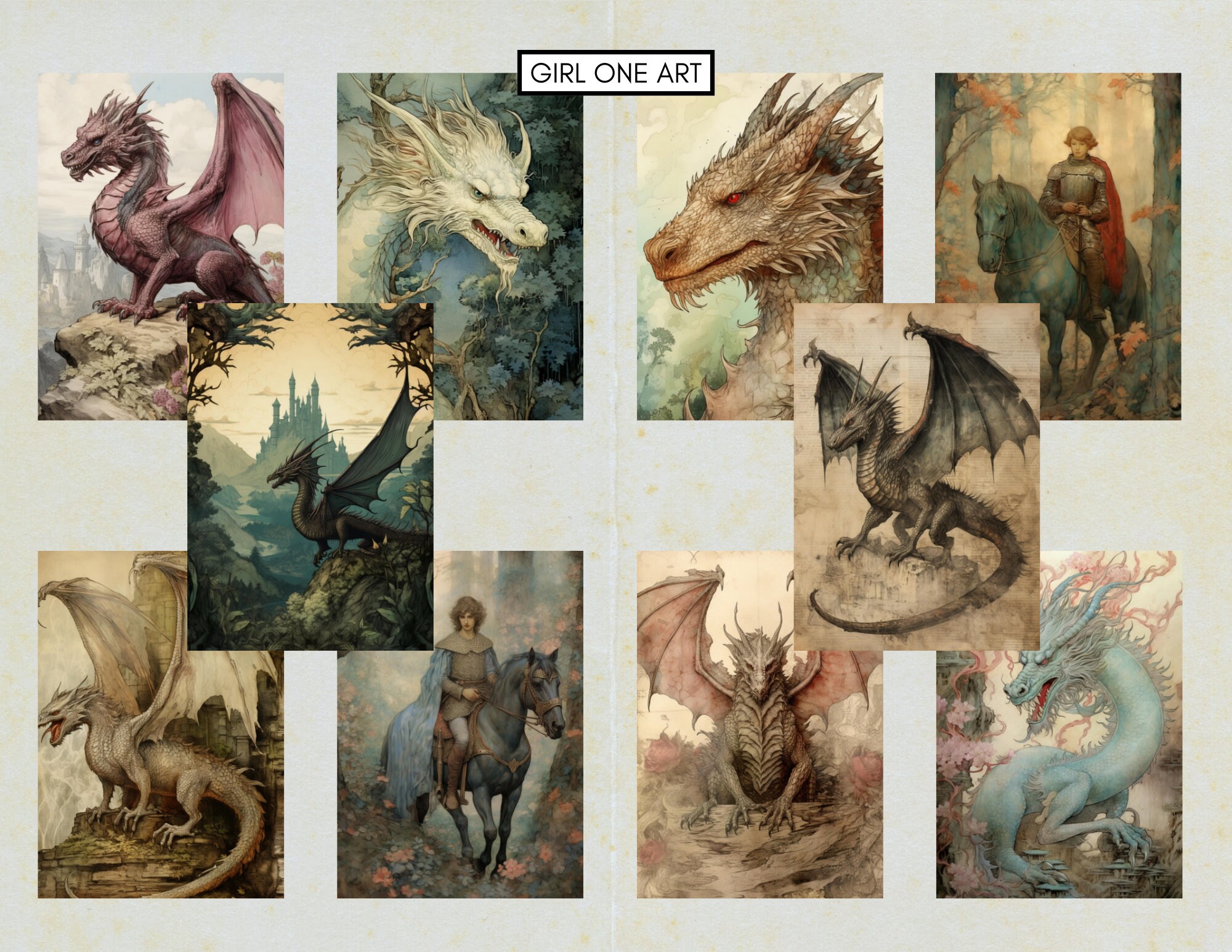 Fantasy Dragons Junk Journal Pages Instant Download Digital Scrapbook ...