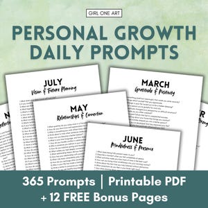 365 Daily Journal Prompts: Personal Growth & Mindfulness (printable PDF ...