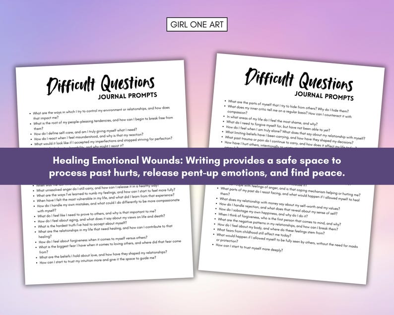 Difficult Questions Journal Prompts: Mindfulness & Self-care Journaling ...