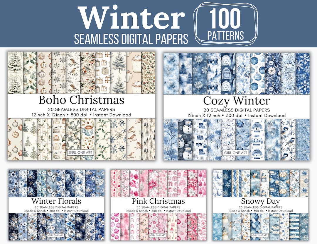 Winter Seamless Paper Mega Bundle: Cozy Christmas & Snowy Patterns ...