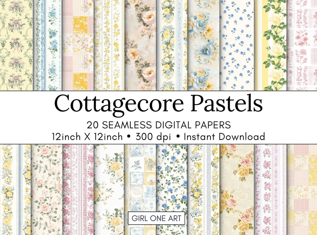 Cottagecore Pastel Seamless Paper: Shabby Chic Floral Scrapbook ...