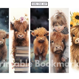 Highland Cow Bookmarks Bundle Printable Digital Download PNG JPG ...
