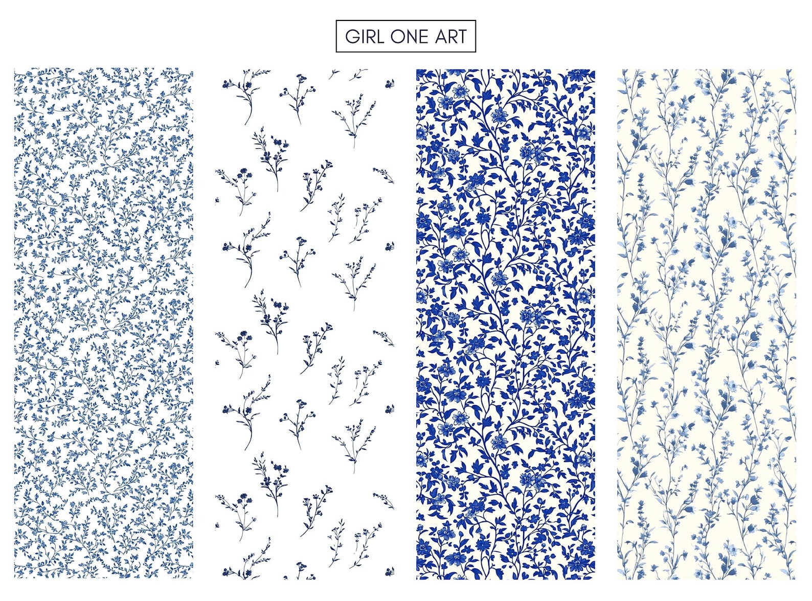 Blue Toile Seamless Paper: French Floral, Shabby Chic (digital Download ...