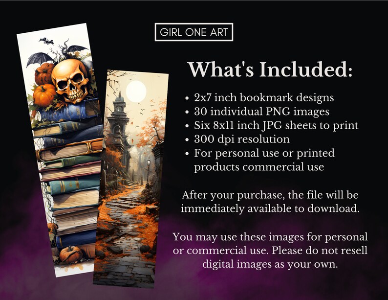 Dark Academia Printable Bookmark Bundle Digital Download PNG JPG ...