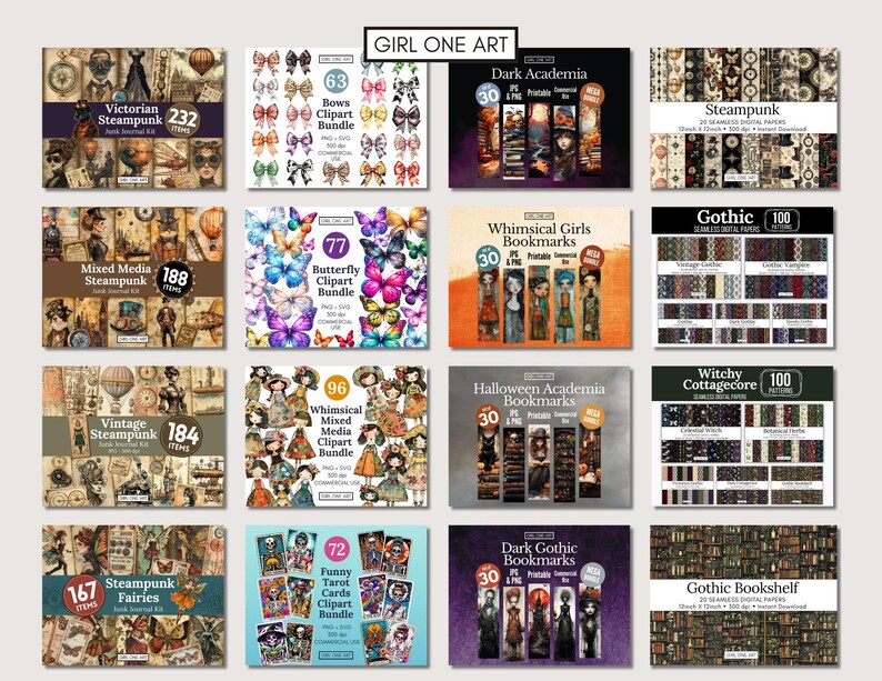 Steampunk Collage Sheets Digital Industrial Grunge Fantasy Mini ...