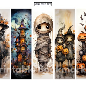 Cute Halloween Printable Bookmarks Bundle Digital Download PNG JPG ...