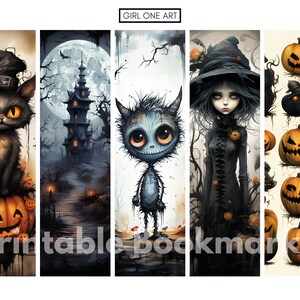 Spooky Halloween Printable Bookmarks Bundle Witches Haunted Houses ...