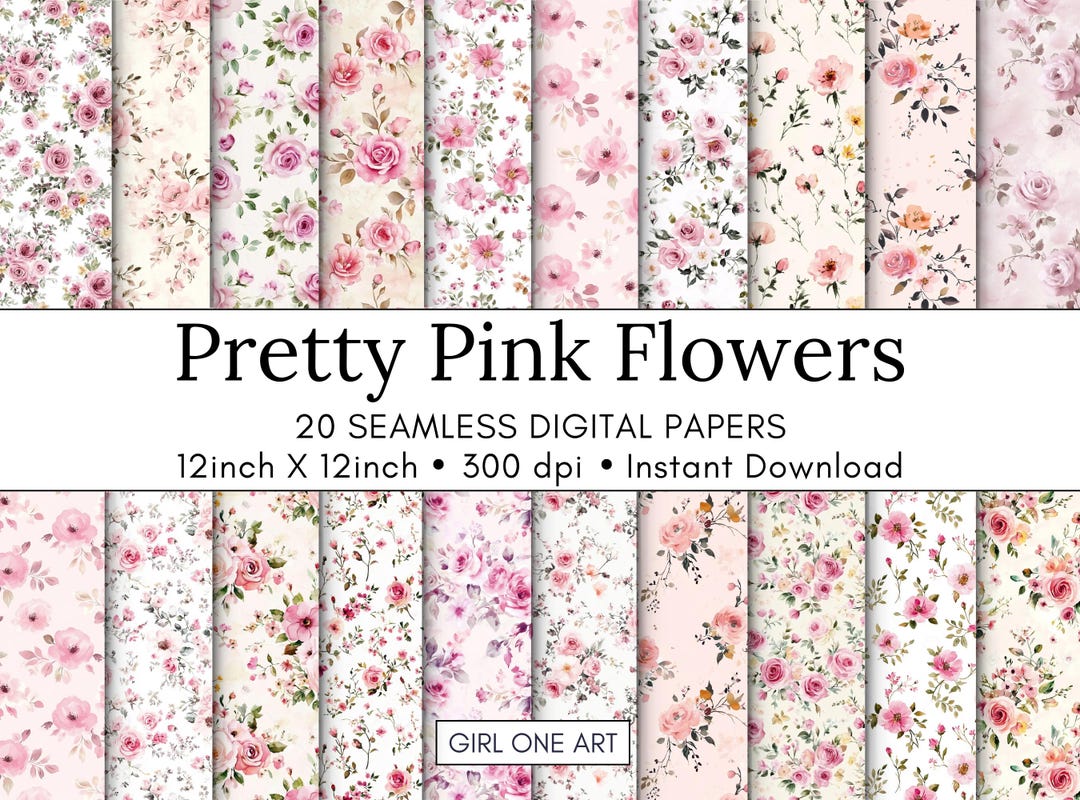 Pink Flowers Seamless Paper: Shabby Chic Roses, Floral Patterns ...