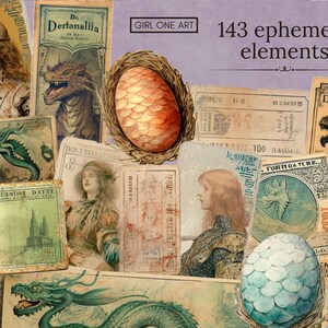 Fantasy Dragons Junk Journal Kit Instant Download Digital Scrapbook ...