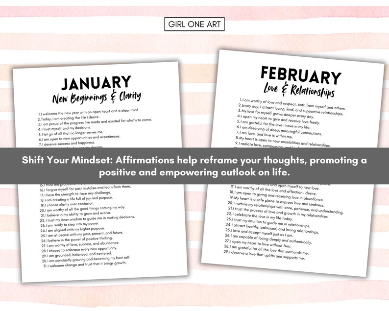 365 Daily Affirmations Bundle: Printable Mindfulness & Journaling (PDF ...