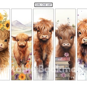 Highland Cow Bookmarks Bundle Printable Digital Download PNG JPG ...