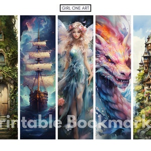 Fantasy Fairy Tale Printable Bookmarks Bundle Digital Download PNG JPG ...
