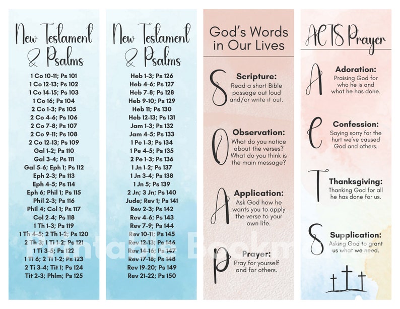 Bible Study Printable Bookmark Set Print Cut Books of the Bible ...