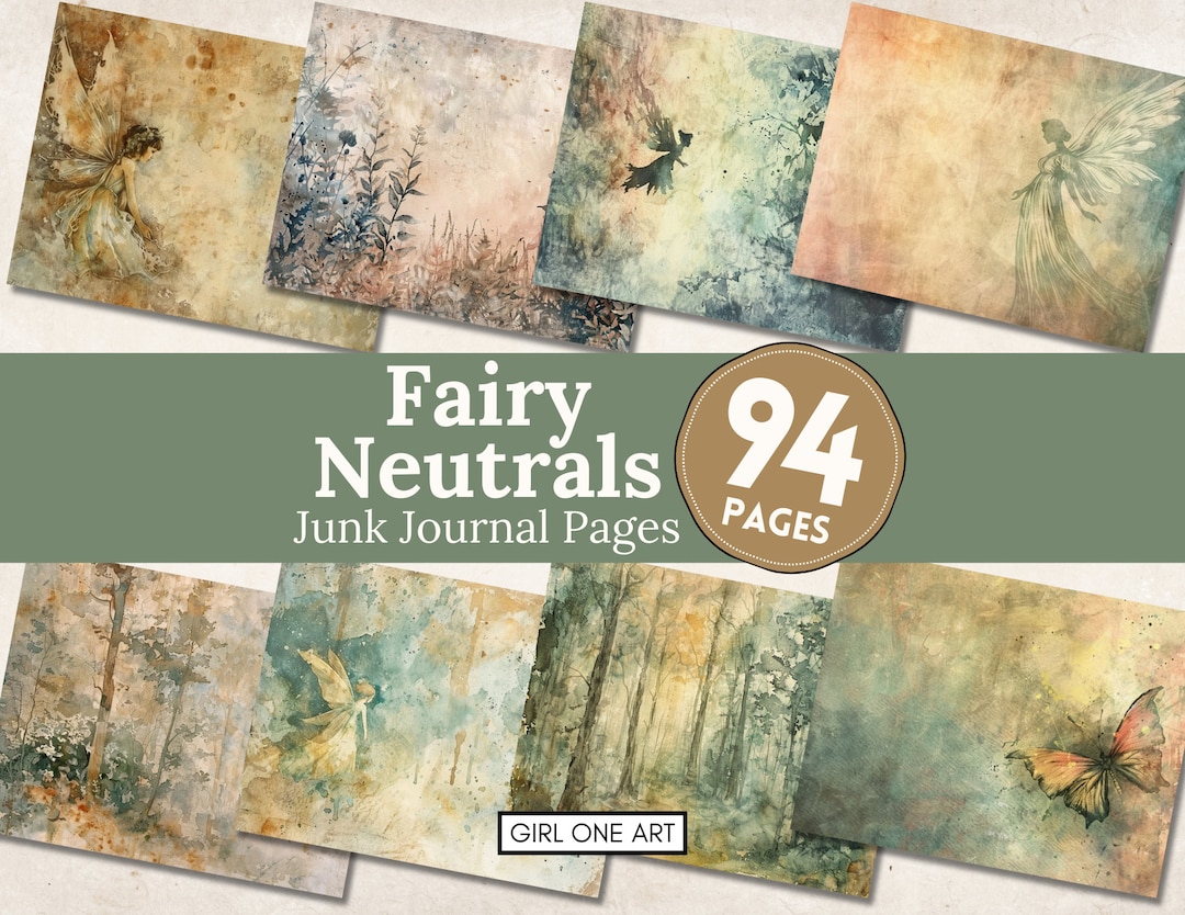 Fairy Neutrals Junk Journal Pages Instant Download Digital Scrapbook ...