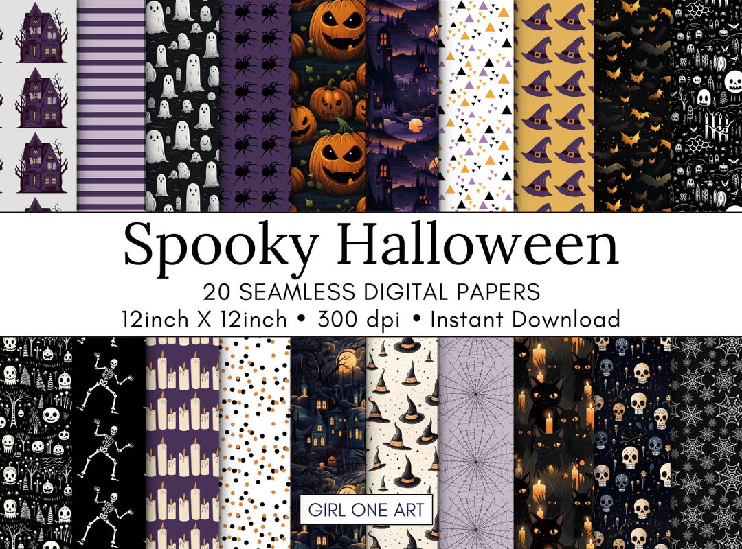 Spooky Halloween Digital Papers JPG Seamless Commercial Use Instant ...