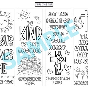 Bible Verse Coloring Bookmark Set Printable Christian Faith Bible Study ...