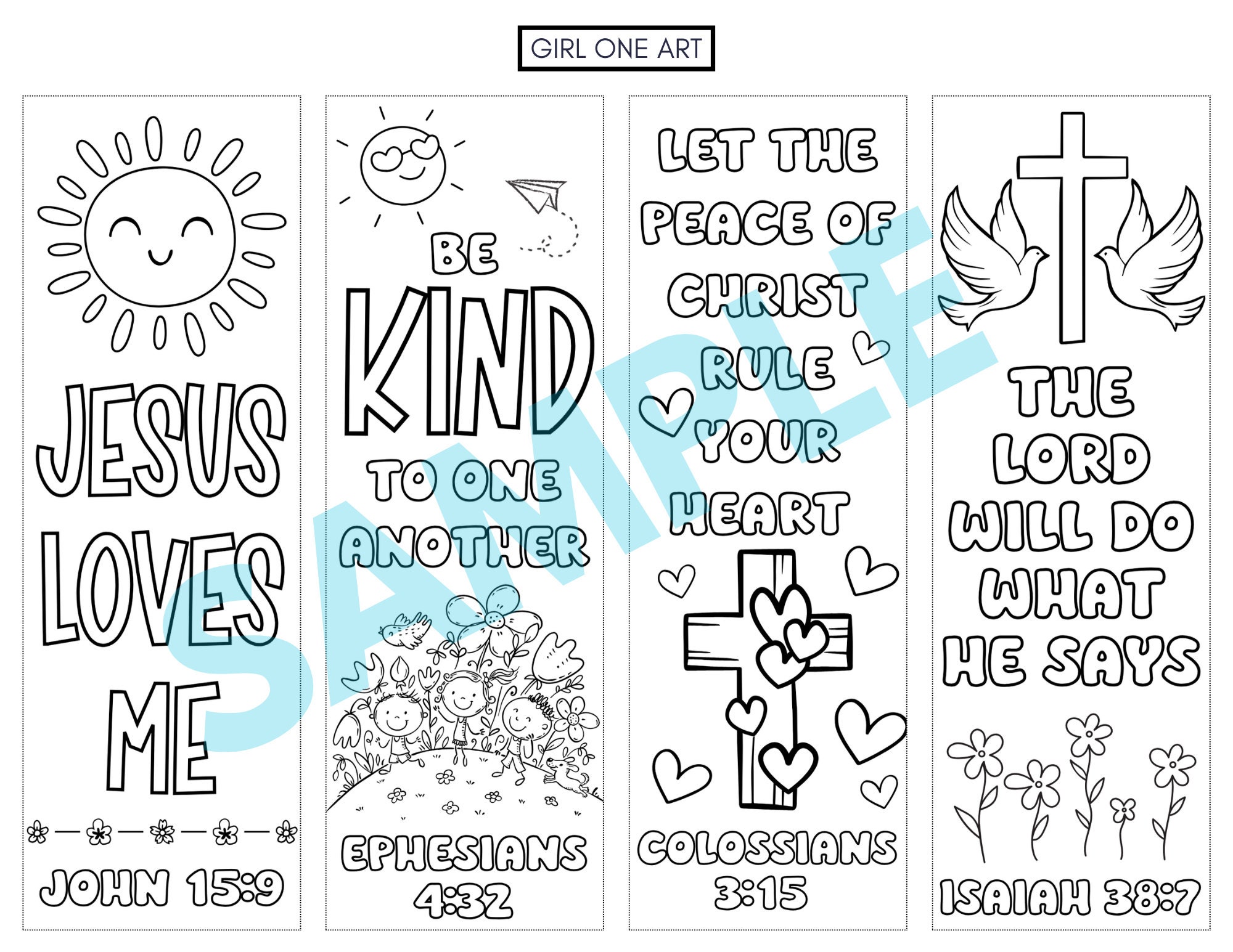 Bible Verse Coloring Bookmark Set Printable Christian Faith Bible Study ...