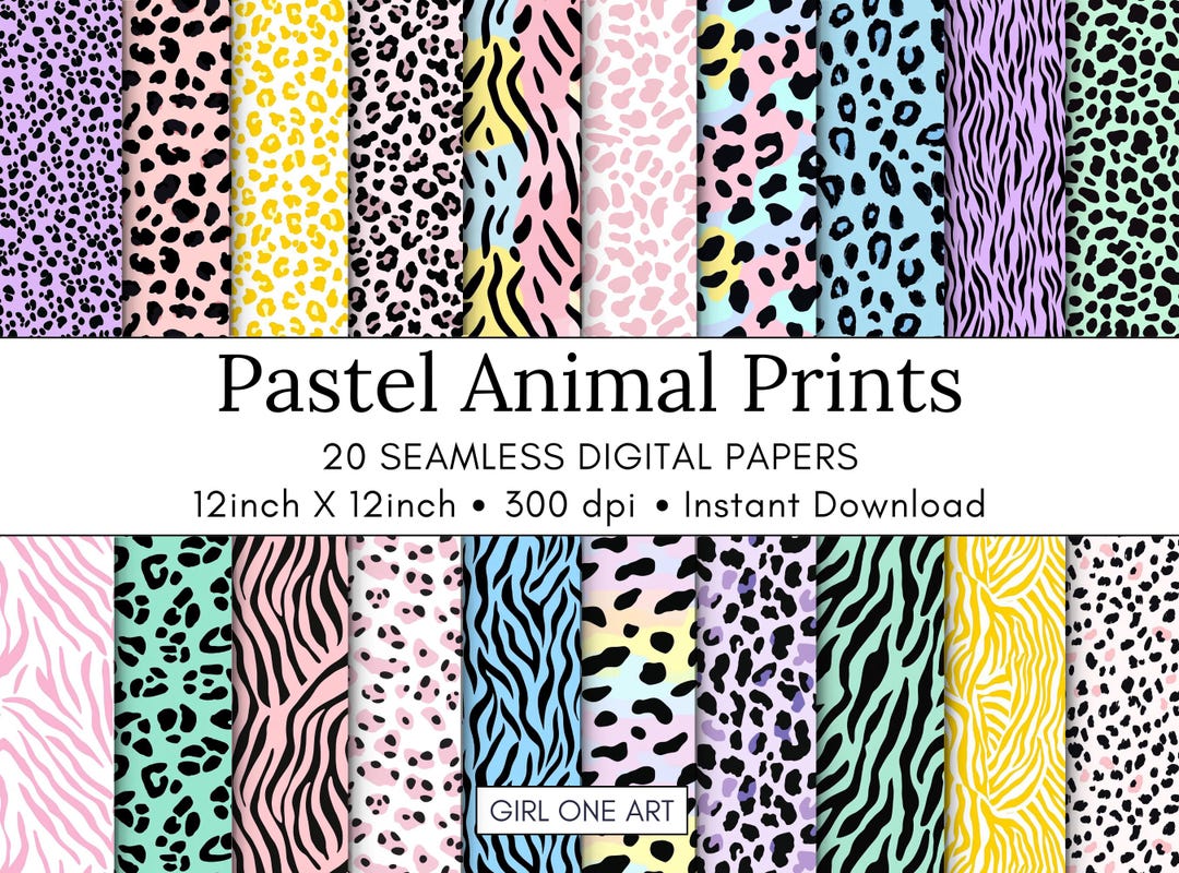 Pastel Animal Print Paper: Seamless Leopard, Cheetah, Zebra (JPG & PDF ...
