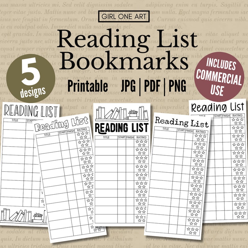 Reading Log Downloadable - Etsy