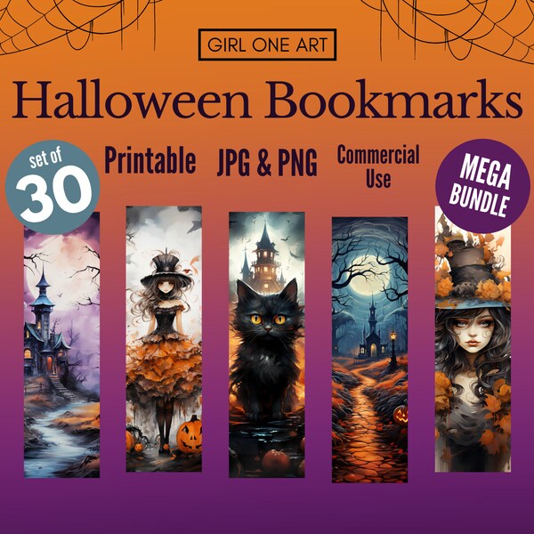 Printable Halloween Bookmarks - Etsy