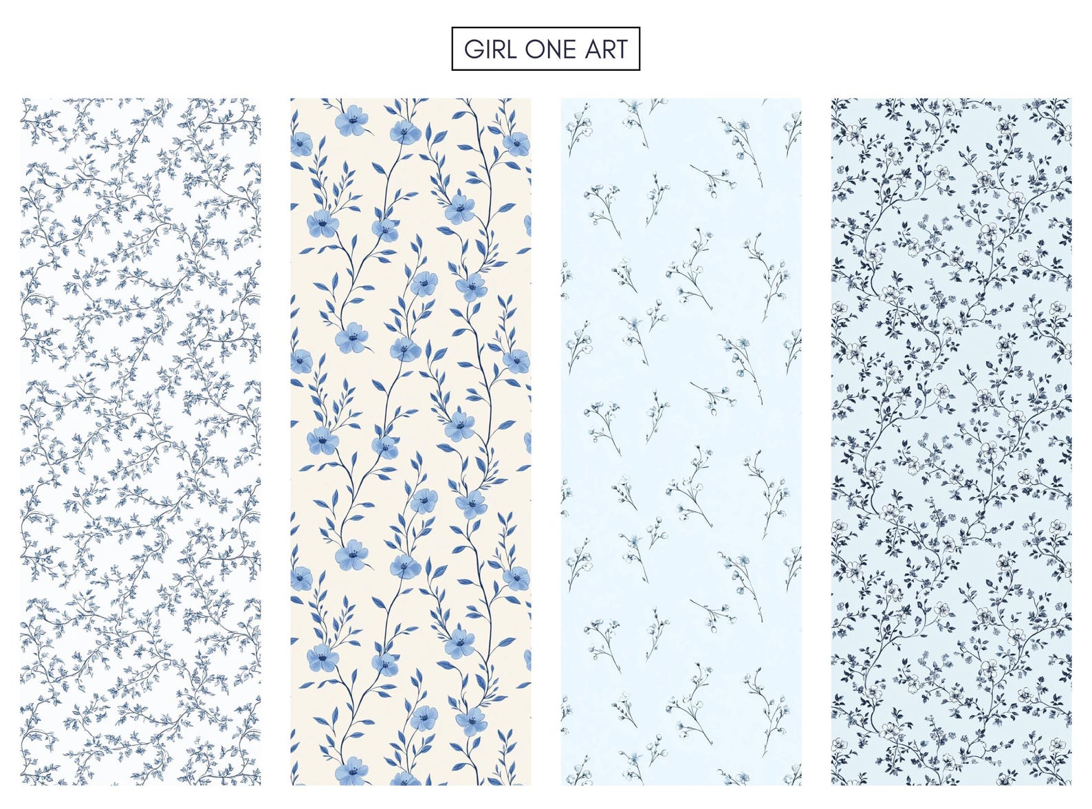 Blue Toile Seamless Paper: French Floral, Shabby Chic (digital Download ...