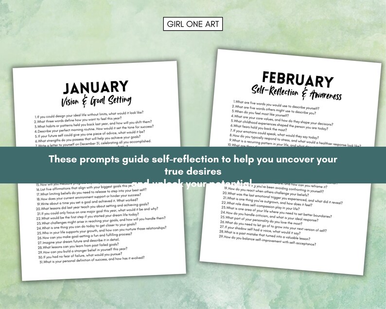 365 Daily Journal Prompts: Personal Growth & Mindfulness (printable PDF ...