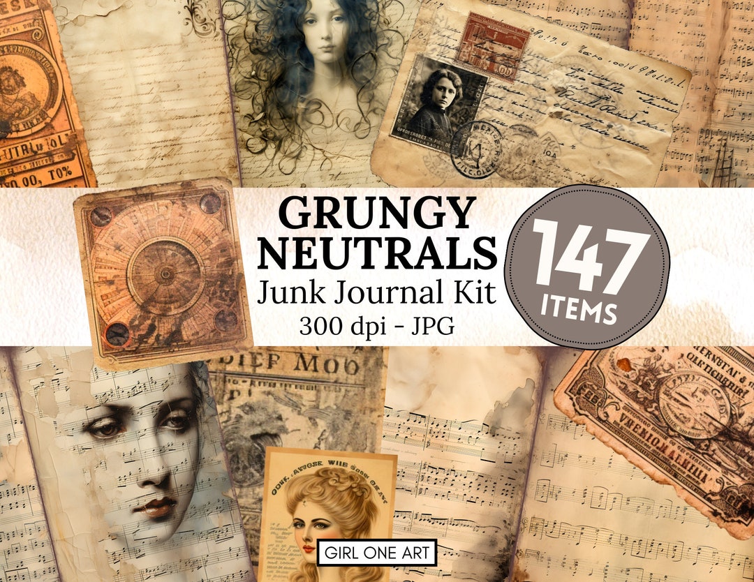 Grunge Junk Journal Kit Instant Download Digital Scrapbook Paper Kit ...