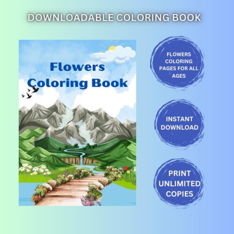 30 Easy Flower Coloring Pages Instant PDF Download Relaxing Floral ...