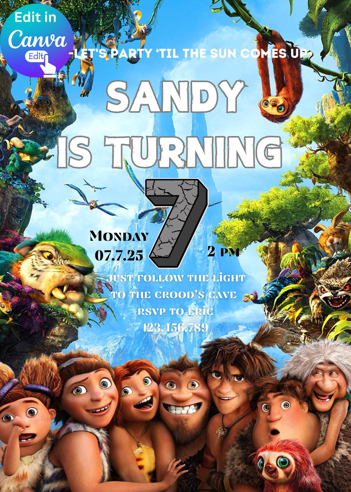 The Croods Birthday Party Invitation | Caveman Birthday Invite ...