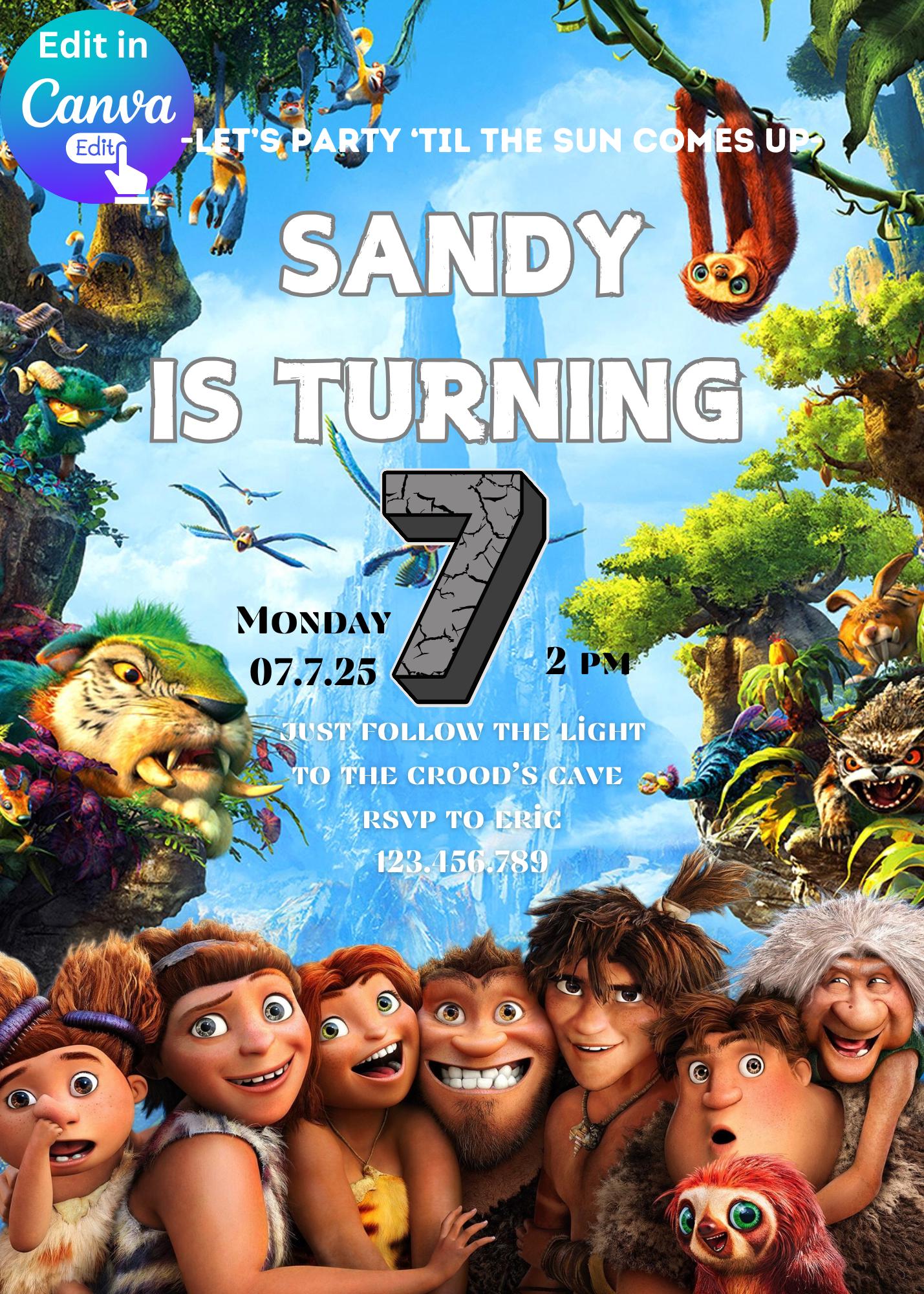 The Croods Birthday Party Invitation | Caveman Birthday Invite ...