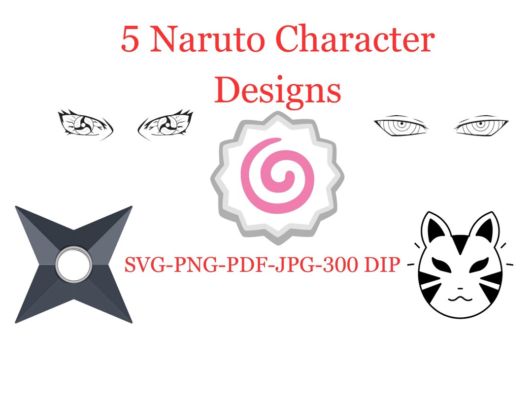 Naruto Clip Art Bundle, 5 Transparent Png, Svg, PDF Designs, Decorative ...