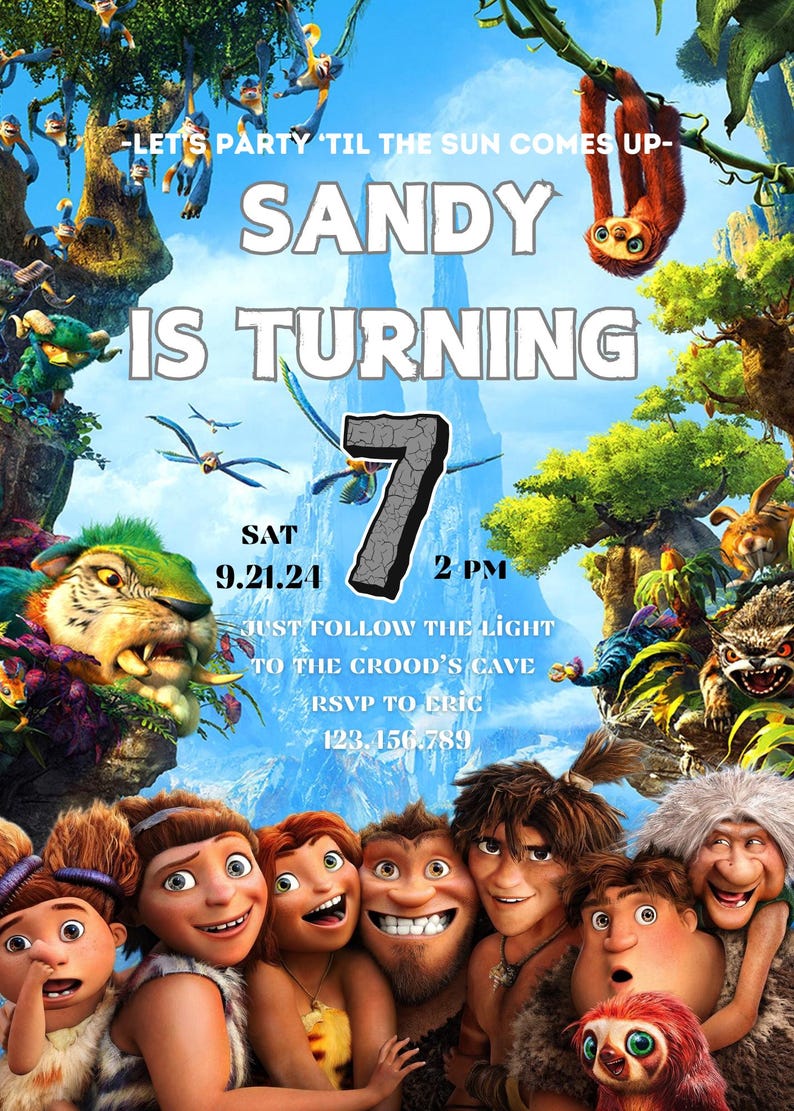 The Croods Birthday Party Invitation | Caveman Birthday Invite ...