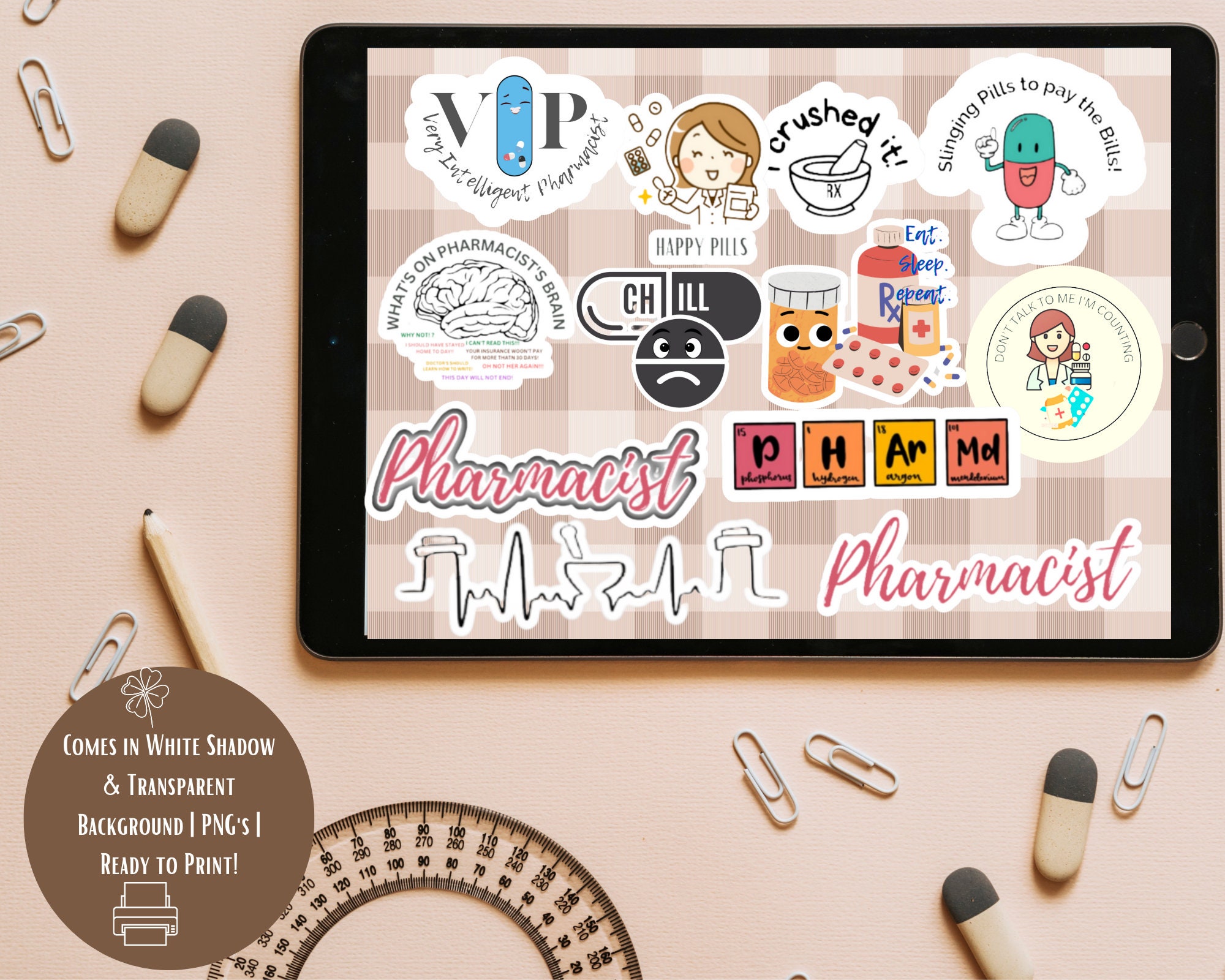 Pharmacy DIGITAL STICKERS Set for Digital Planner and Printing, Pre ...