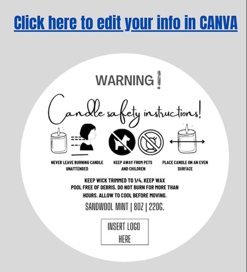 Minimalist Candle Warning Label Template,printable Candle Safety ...