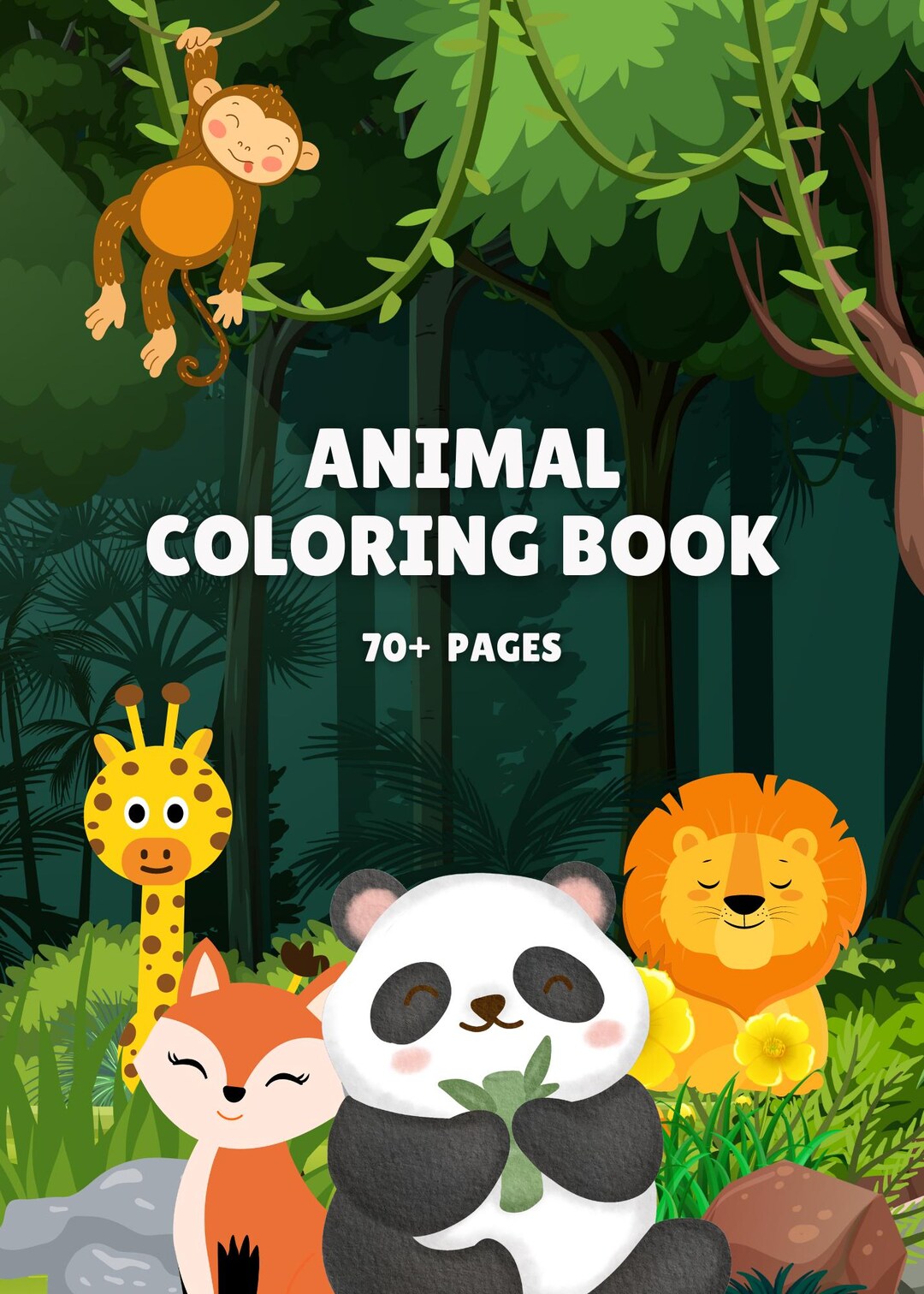 70 Cute Animal Coloring Book Pages Zoo, Farm, Land & Sea, Desert ...