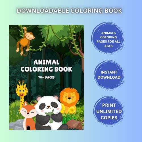70+ Cute Animal Coloring Book Pages - Zoo, Farm, Land & Sea, Desert ...