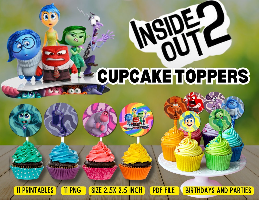 Inside Out 2 Printables Cupcake Toppers, Party Toppers and Inside Out ...