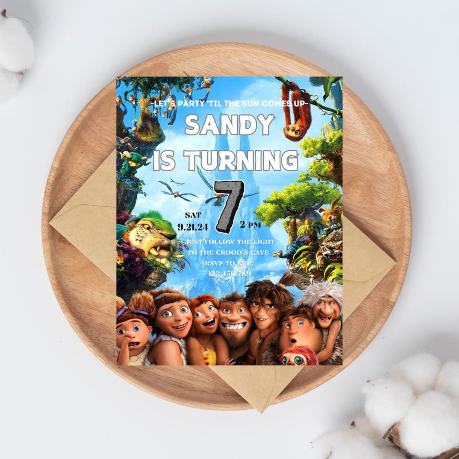 The Croods Birthday Party Invitation | Caveman Birthday Invite ...