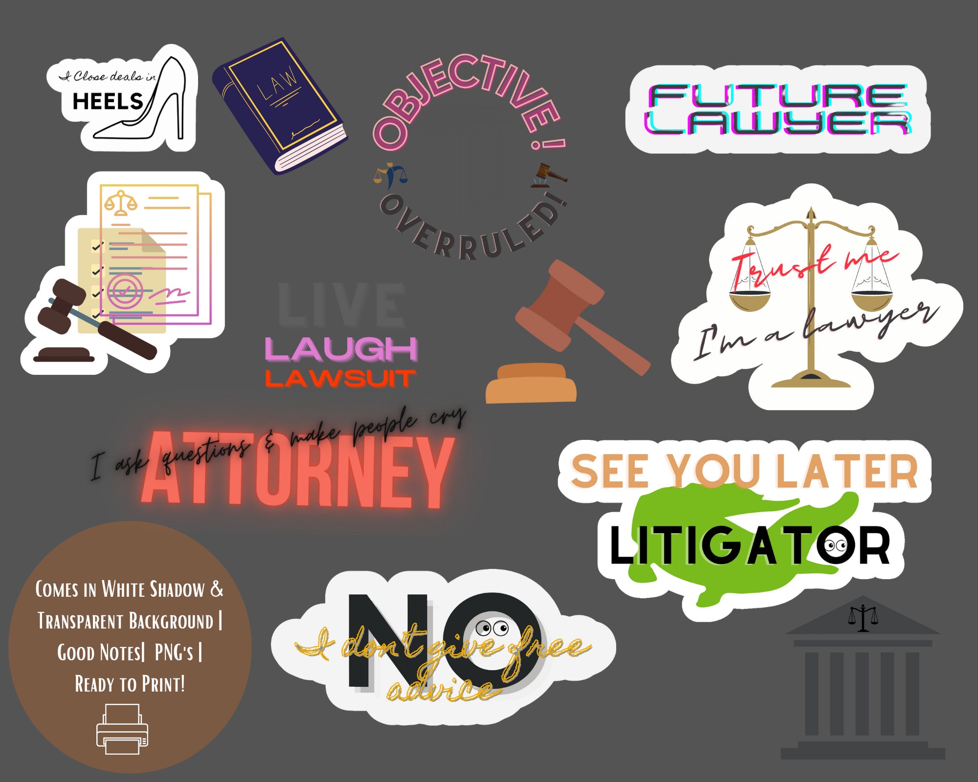 Law Attorney DIGITAL STICKERS Set for Digital Planner Printing,pre ...