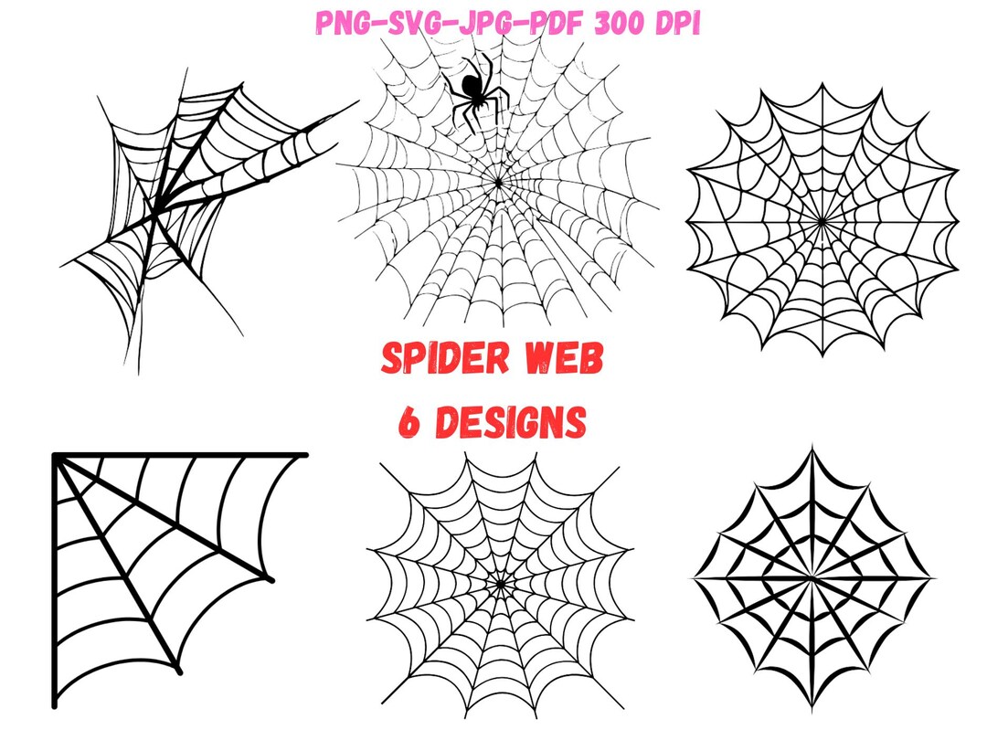 Spiderweb Clip Art Bundle, 6 Transparent Png, Svg, PDF Designs ...