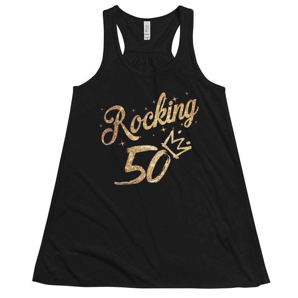 Women's Flowy Rocking 50 Birthday Racerback Tank, 50th Birthday Gift ...