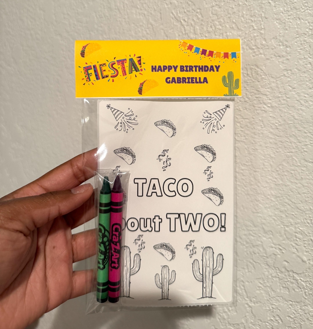 TACO bout TWO Coloring Sticker Label Party Favor - Etsy