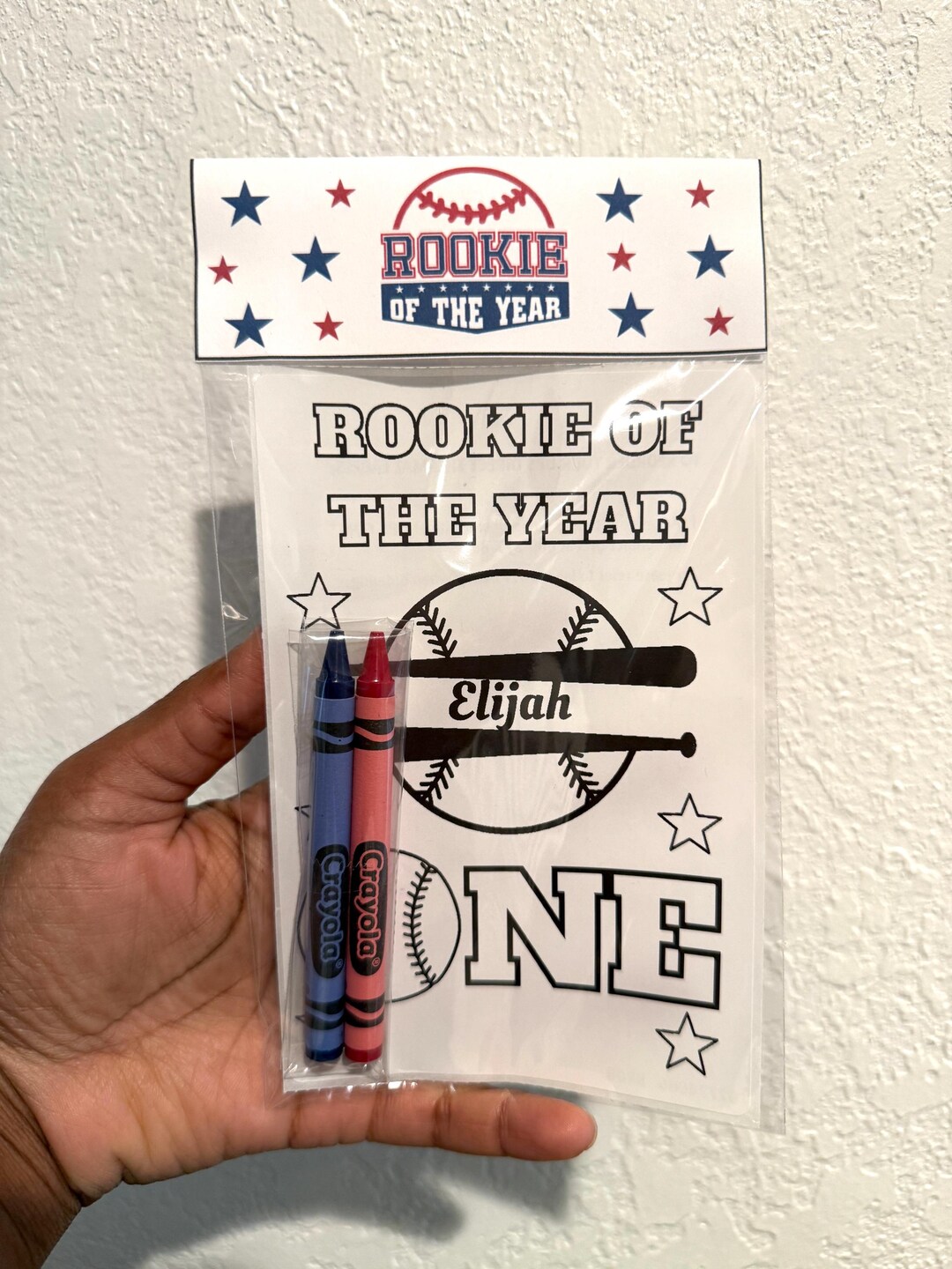 Rookie of the Year Coloring Sticker: Baseball Party Favor - Etsy