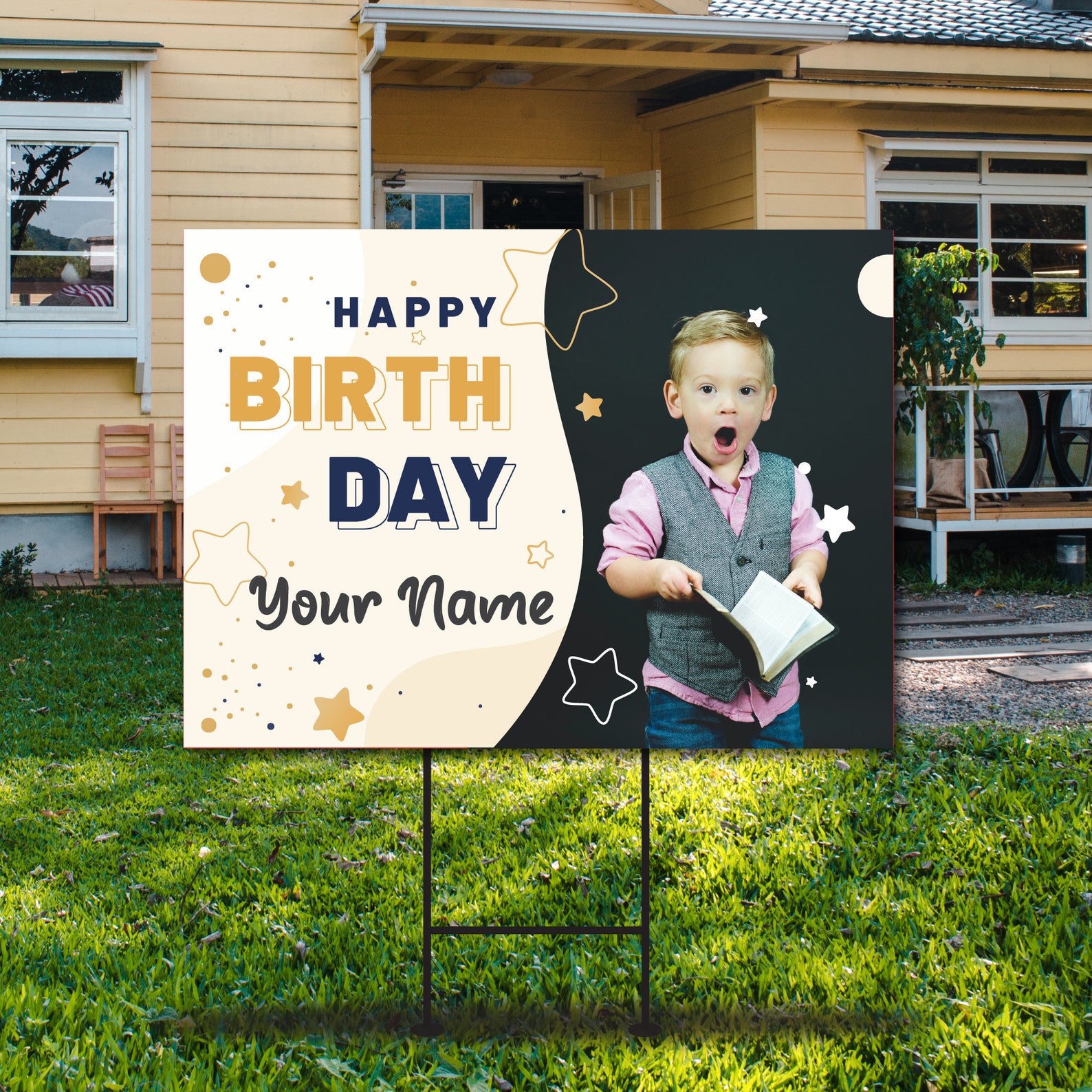 Personalized Happy Birthday Yard Sign With Photo 24 X Etsy
