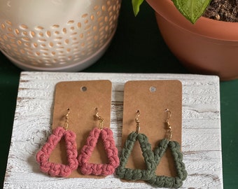 Geometric Triangle Macrame Earrings - Etsy