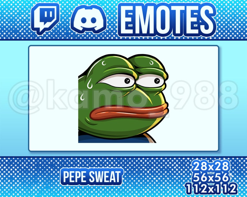 Twitch Emote - 1x Pepe Sweat/ Funny / Meme / Kawaii / Cute / Discord ...