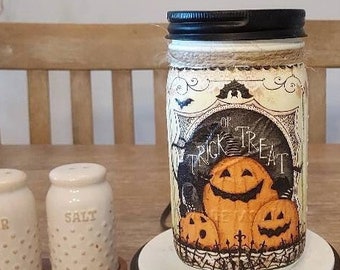 HALLOWEEN MASON JAR Canister, Halloween Canister, Halloween Decoration ...