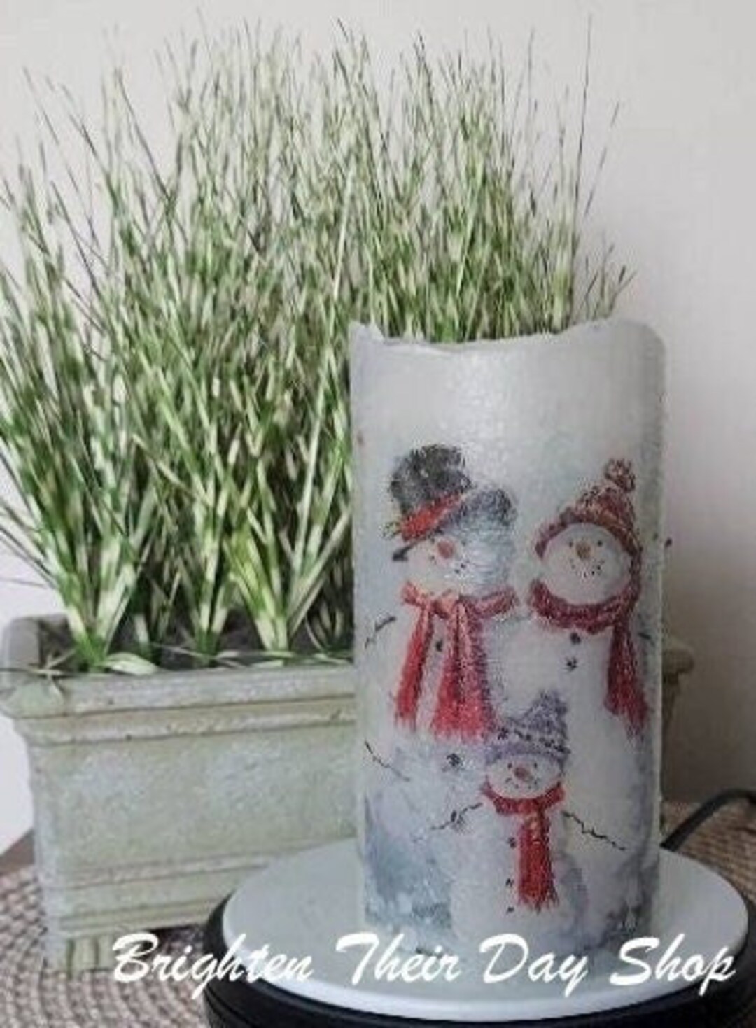 SNOWMAN Flameless Candle W/timer, Snowman Candle, Flameless Candle ...