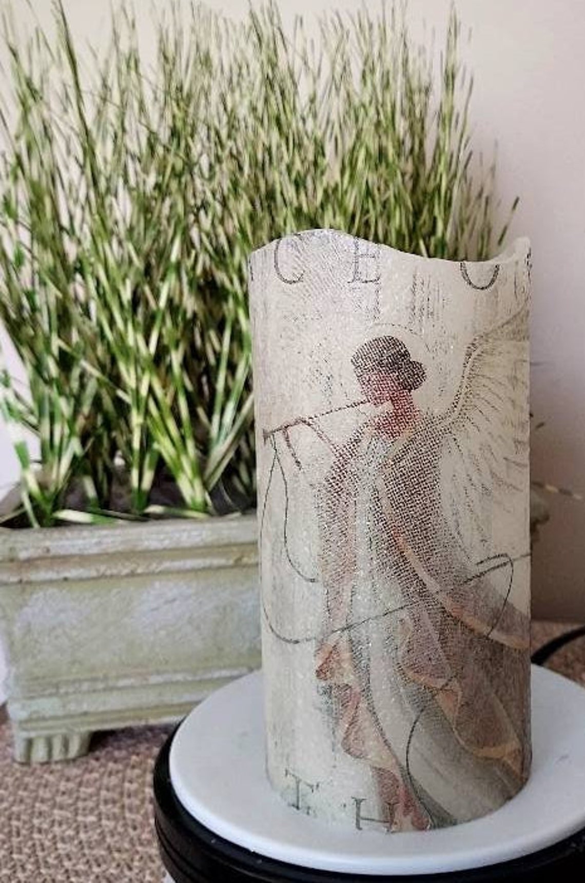 ANGEL Flameless Candle W/timer Angel Flameless Candle - Etsy