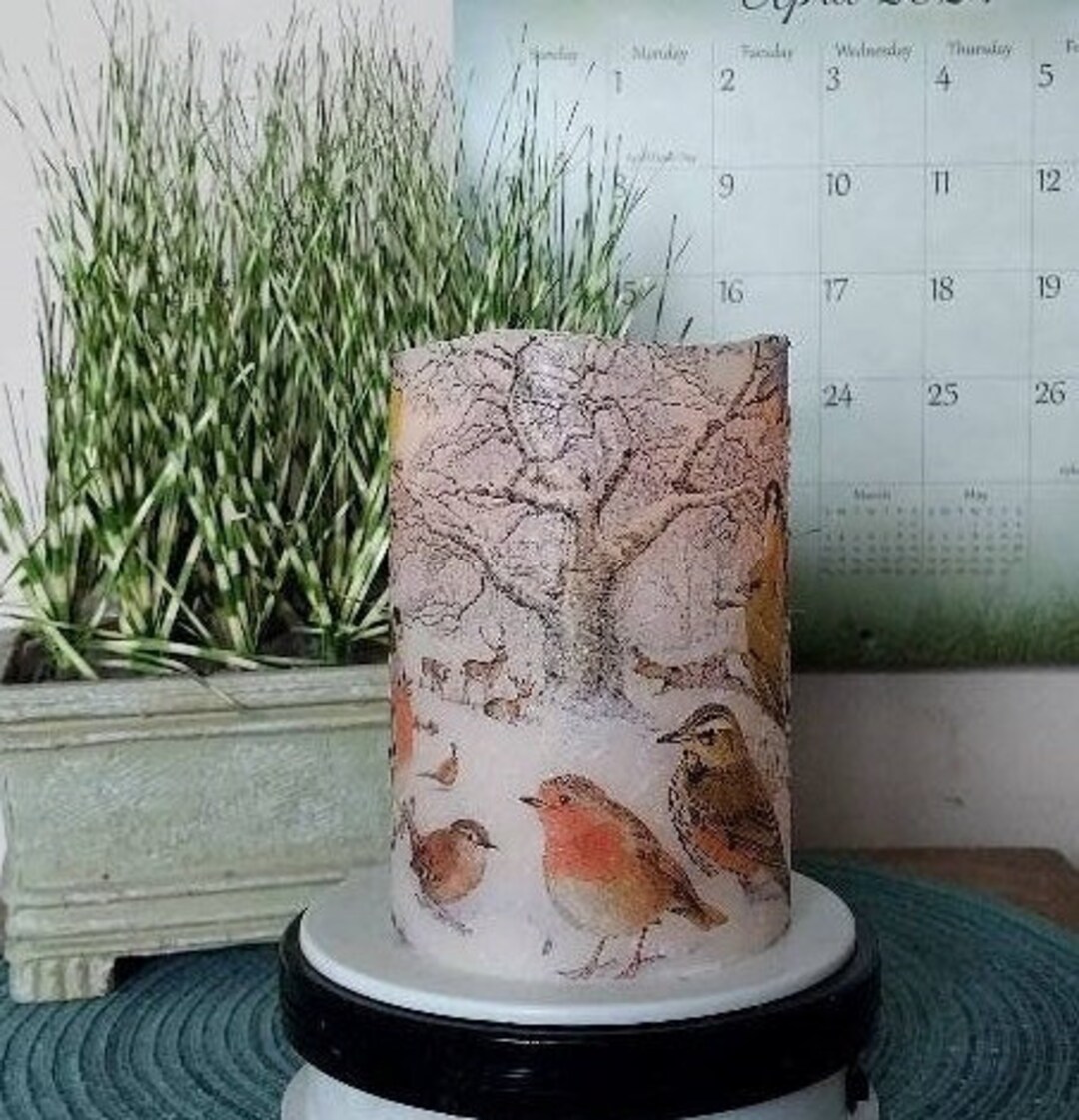 WINTER/BIRDS Flameless Candle W/timer, Bird Flameless Candle, Winter ...